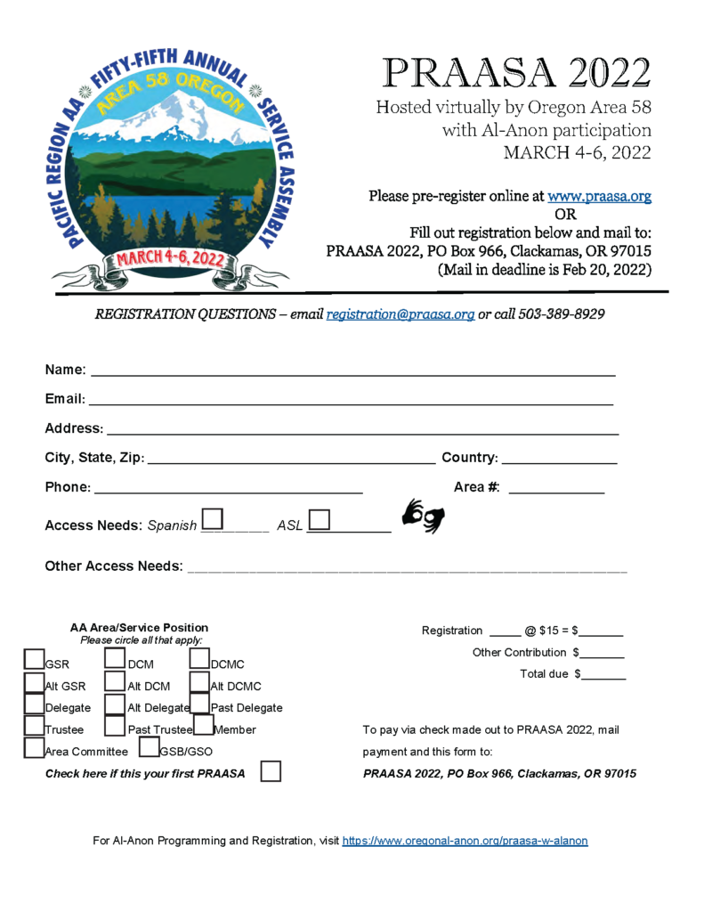 Pacific Region AA Service Assembly 2022 – District 28